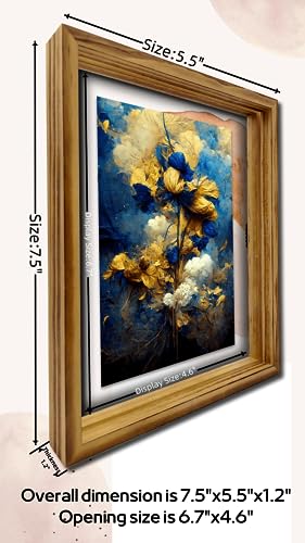 Passat 3 Pack 5x7 Floating Picture Frames Oak 3x5 Frames For Pictures Thick Floating Picture Frame Post Card Frames For Wall