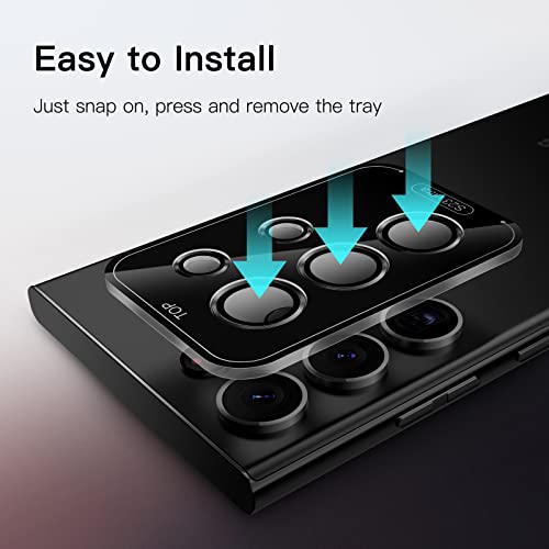 JETech Camera Lens Protector for Samsung Galaxy S23 Ultra 5G 6.8-Inch, 9H Tempered Glass Metal Individual Ring Cover, Easy Installation Tray, HD Clear, Set of 5 (Phantom Black)