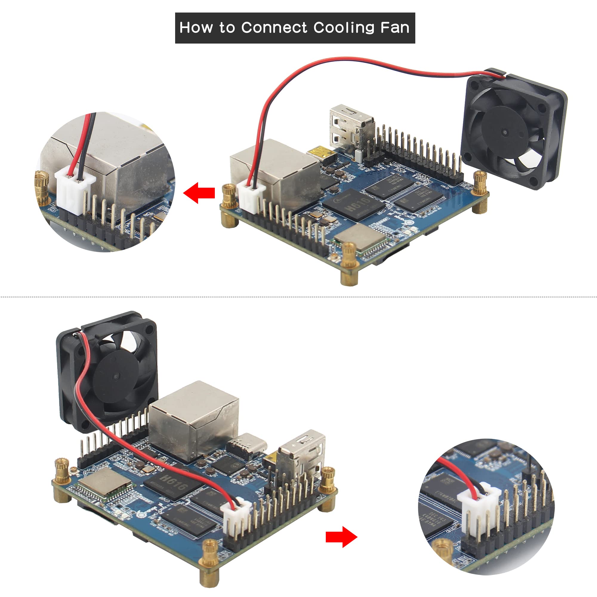 eleUniverse Orange Pi Zero 2 Case N500, Metal Case with 5V 3010 Cooling Fan and 4pcs Aluminum Heatsinks & Antenna