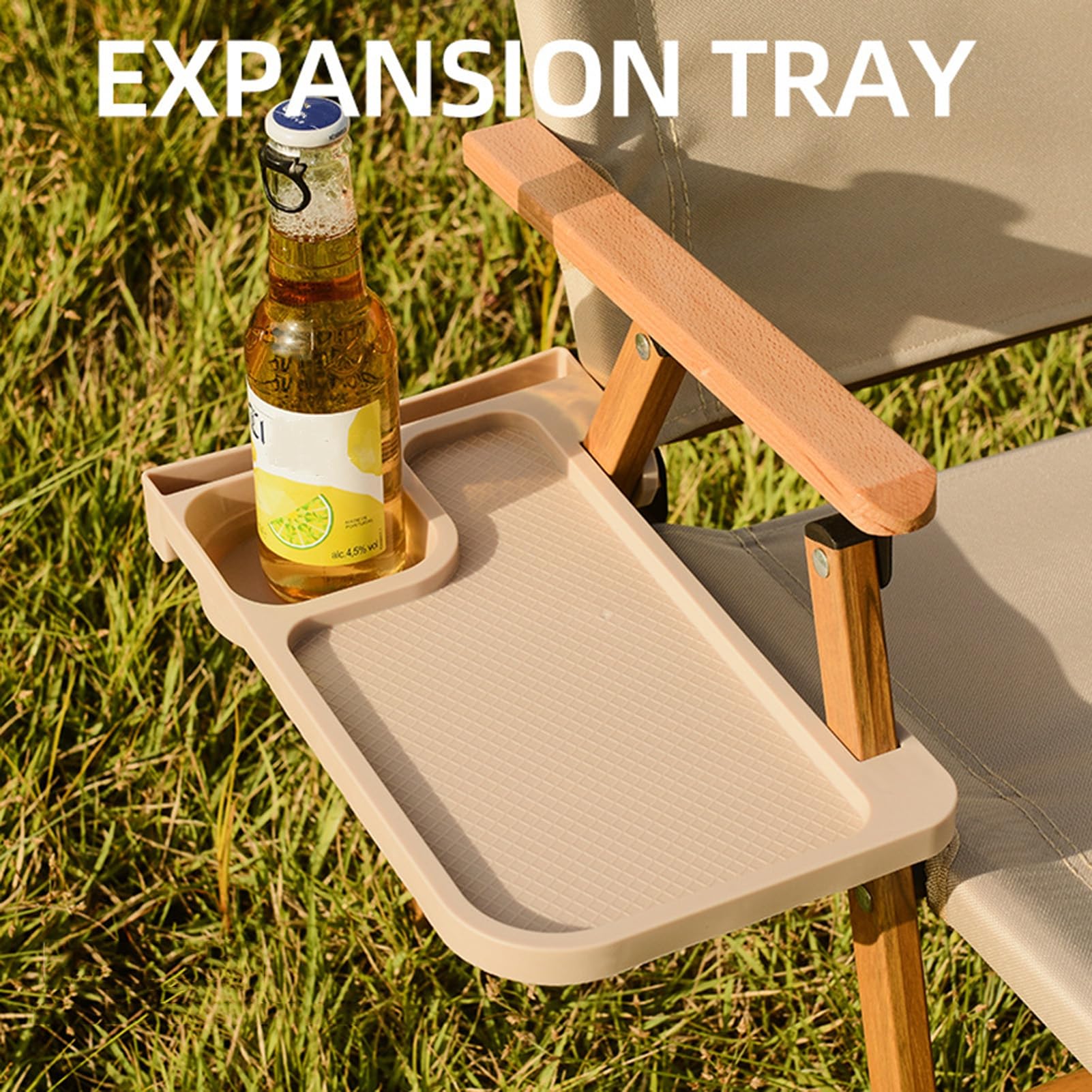 hatleues Camping Chair Side Table Tray with Cup Holder Outdoor Gravity Chair Tray Snack Organizer Camping Accessories Black