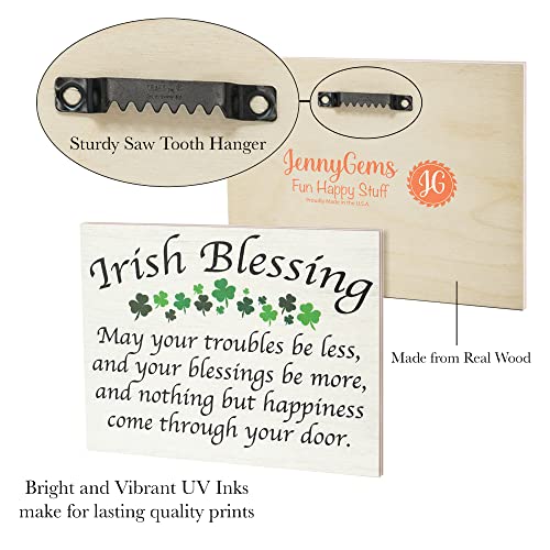 JennyGems St Patricks Day Decor, Irish Blessing Sign, May Your Troubles Be Less and Your Blessings Be More, Irish Prayer, Irish Decor, 7.25 x 6 Hanging Wood Sign