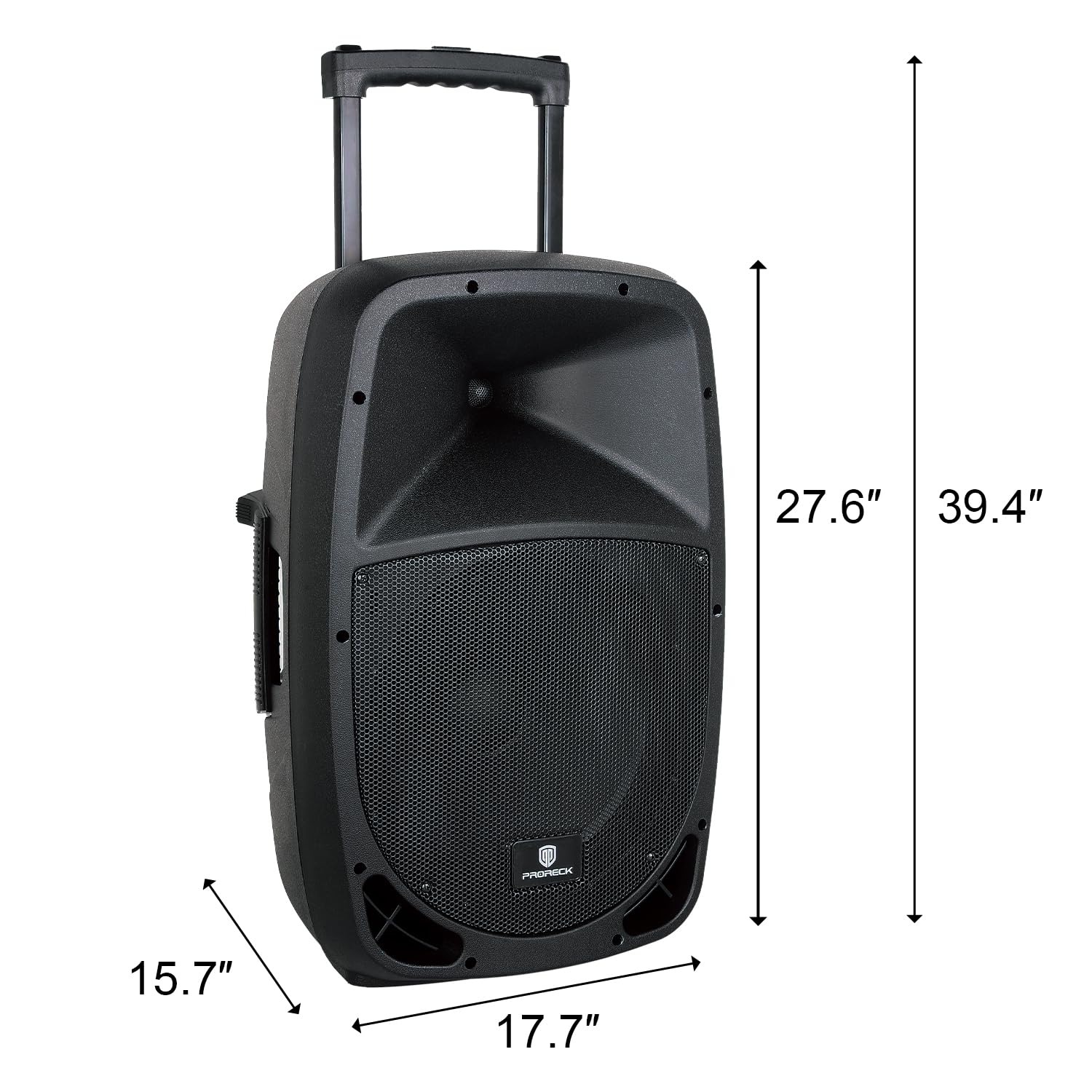 PRORECK Freedom 15 Portable 15-Inch 800 Watt 2-Way Rechargeable Powered Dj/PA Speaker System with Bluetooth/USB/SD Card Reader/FM Radio/Remote Control/Wireless Microphones/Speaker Stand