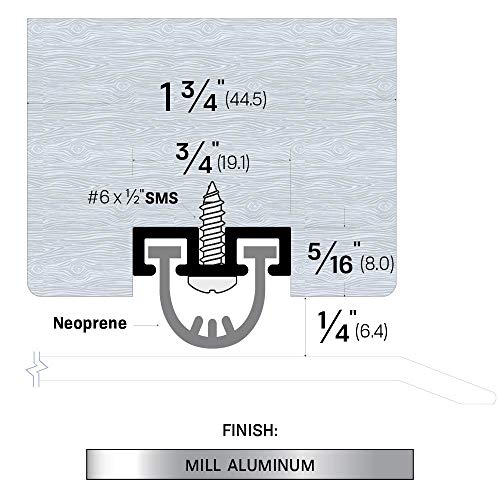 Mortised Door Sweep with Black Silicone Rubber in Mill Aluminum (735MA), SMS #6 x 1/2'' Supplied, (48'' L x 9/16'' H x 3/4'' W)