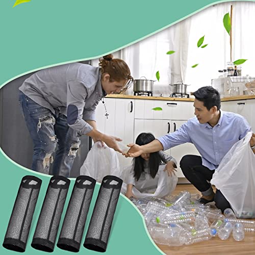 Plastic Bag Holder Breathable Mesh Hanging Storage Dispensers Recycling Grocery Bag Storage Container Folding Hanging Shopping Bag Holder for Home and Kitchen(Black,4 Packs)