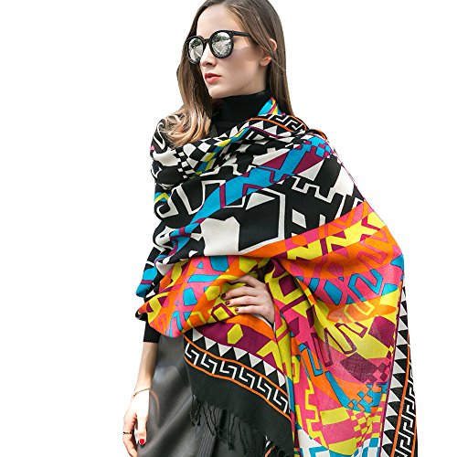 DANA XU Luxury 100% Pure Wool Oversized Extra Large Warm Floral Cashmere Pashmina Scarf Shawl And Wrap For Women Blanket Cape