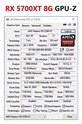 Mllse Radeon RX 5700 XT Graphics Card, 8GB GDDR6 256-bit Gaming GPU HDMI DisplayPort Interface Video Card 2K 4K Game Card for Desktop PCs (Radeon RX 5700 XT)