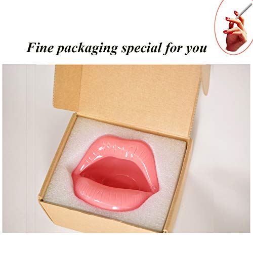 Wang-Data Creative Ceramic Cigarette Ashtrays with Lips Style Fashion Home Decorations(Pink)