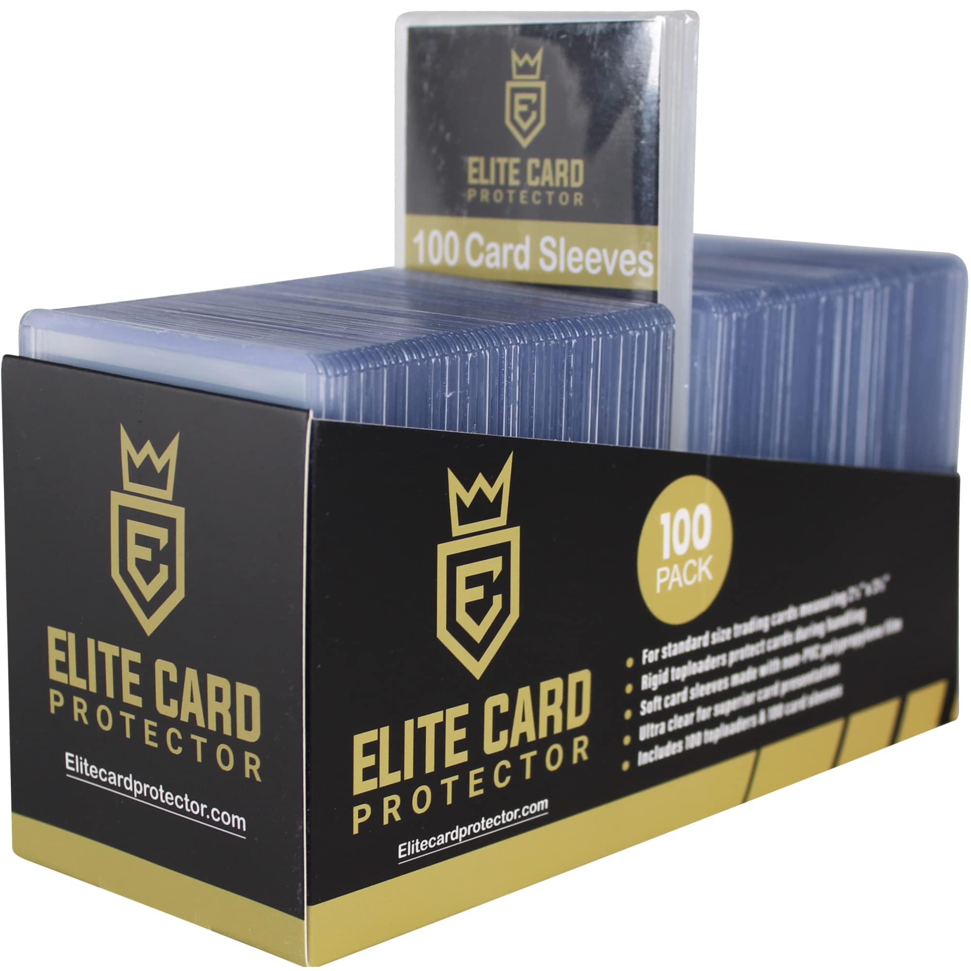Elite Card Protector 3" x 4" Toploaders. 100 Toploader + 100 Sleeves for Collectible Trading Cards (100 ct.) Up to 35Pt Thick. Premium Card Protection to Keep Your Collection Safe!