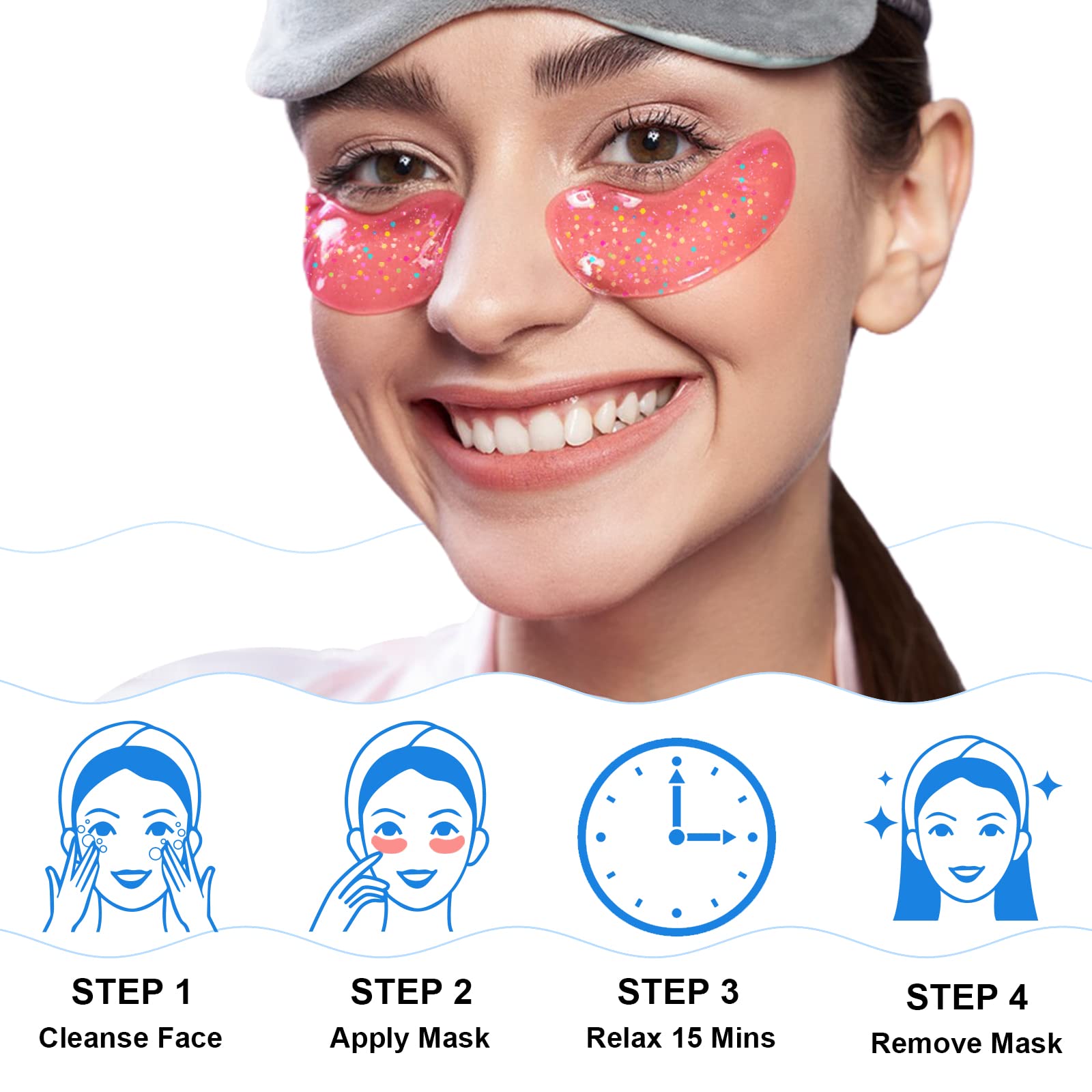 FRDUGA Marine Collagen Eye Masks, 12 Pairs - Anti-Aging, Dark Circle, Moisturizing, Puffiness, Wrinkles