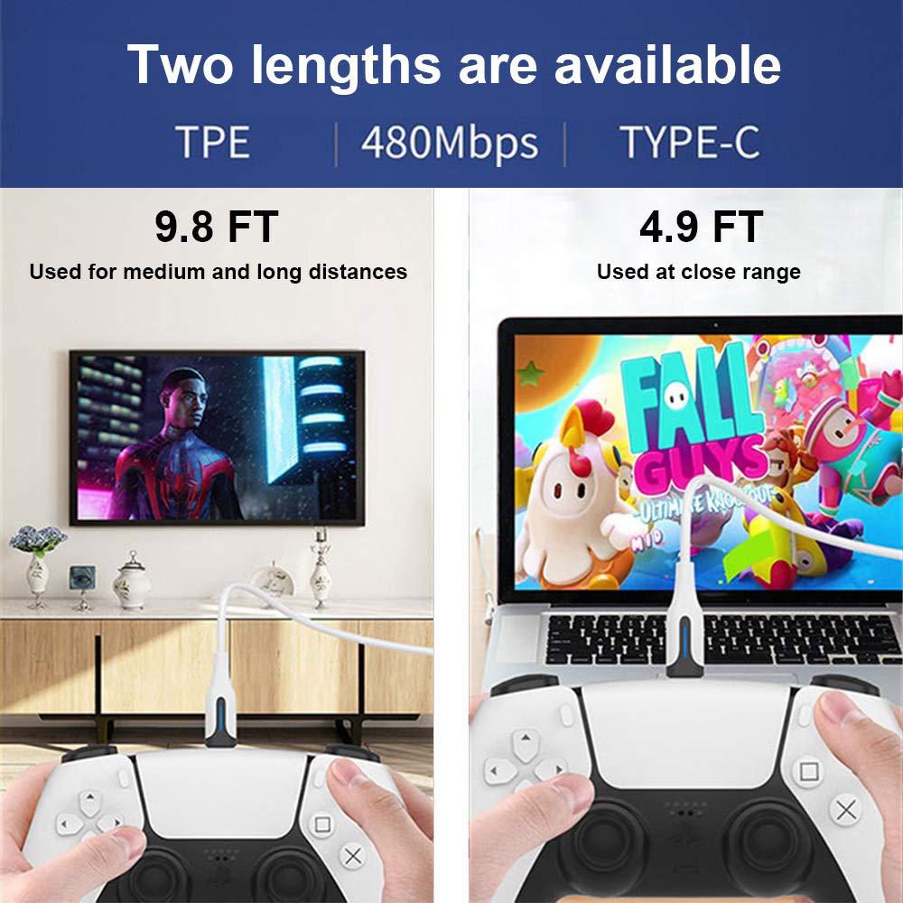 TAACOO USB C Charging Cable for Playstation 5 Controller, PS5 Controller Play and Charge Cable — 4.9FT