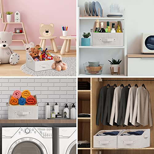 KEEGH Storage Bins for Closet Shelves Storage Baskets for Shelves Trapezoid Storage Bin Fabric Organizer Bins for Clothes with Handles,Beige,Set of 3, 11.8" x 11.2"x 8.3"