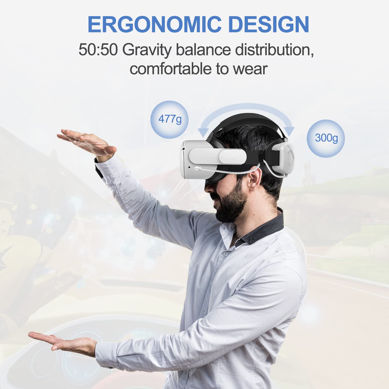 Elite Strap with Battery for Oculus Quest 2, 5000mAh Extend Double Playtime, Adjustable Head Strap and Upgrade Version Strap Accessories for Enhanced Support and Comfort in VR