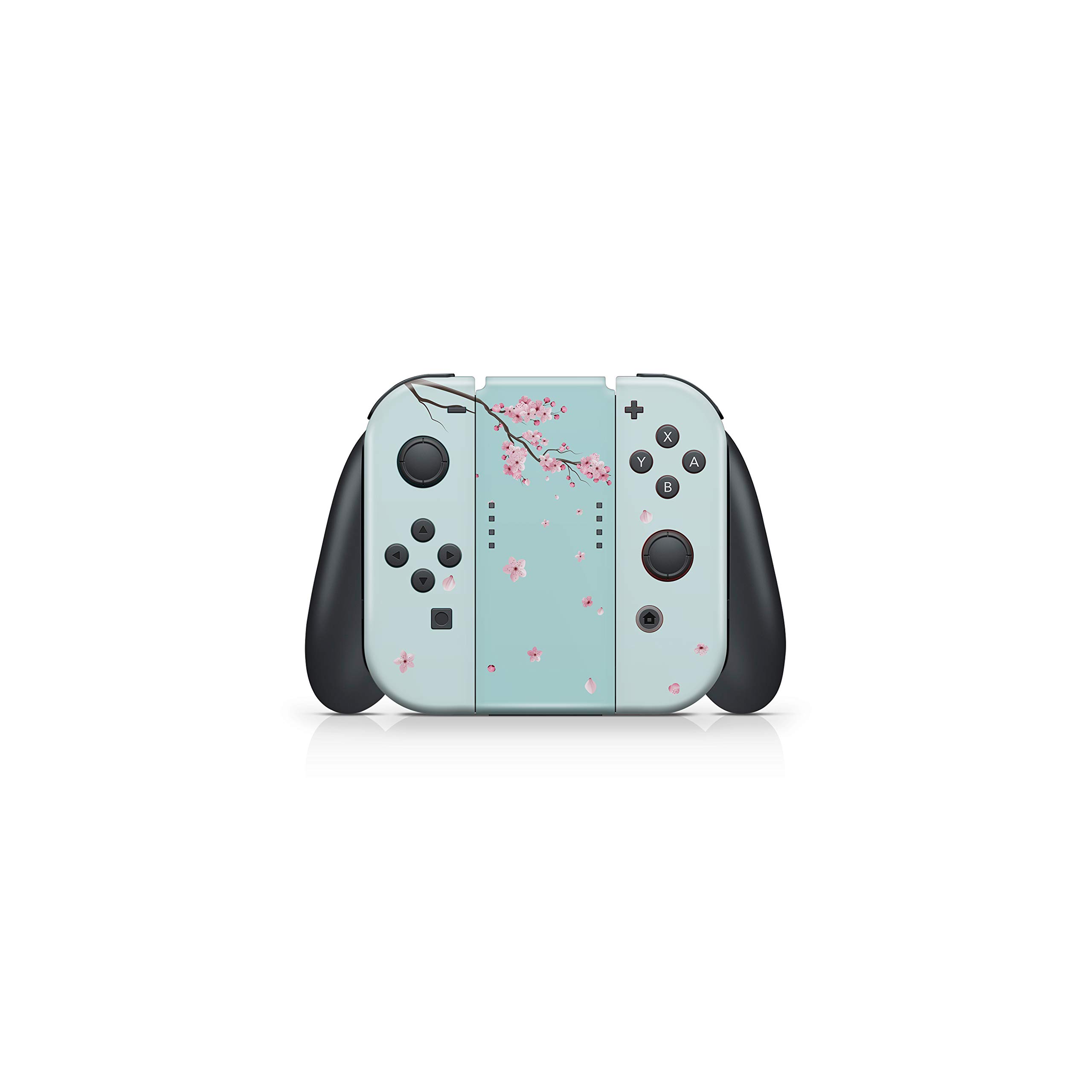 Tacky Design Sakura Blue Skin Compatible with Nintendo Switch Skin Wrap Cover, Blossom Flowers Skin for Nintendo Switch Stickers, Premium Vinyl 3M Full Wrap Decal.