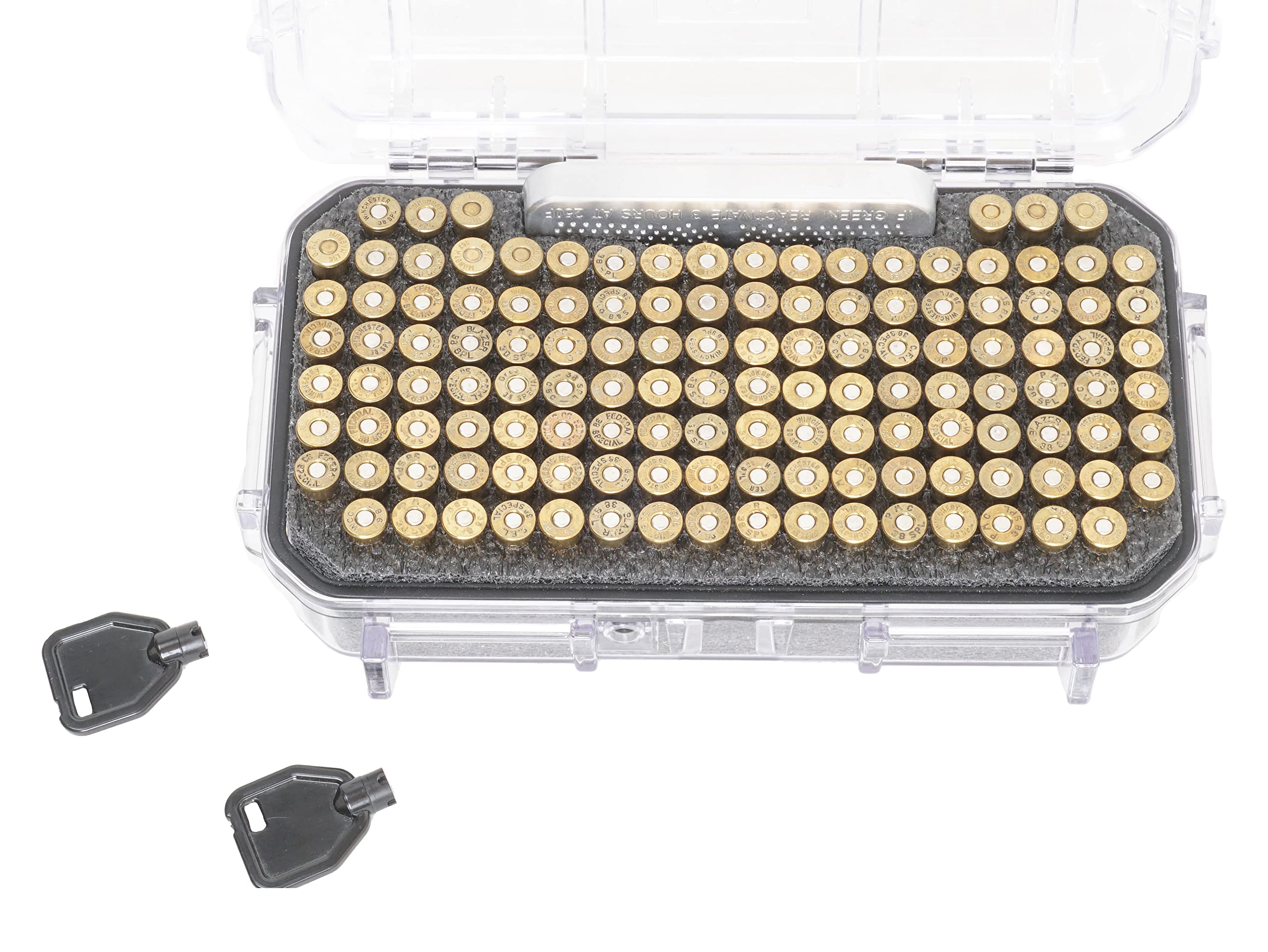 Case Club x130 .38 Special or .357 Magnum Long Term Storage Case with Silica Gel Dessicant, Lockable