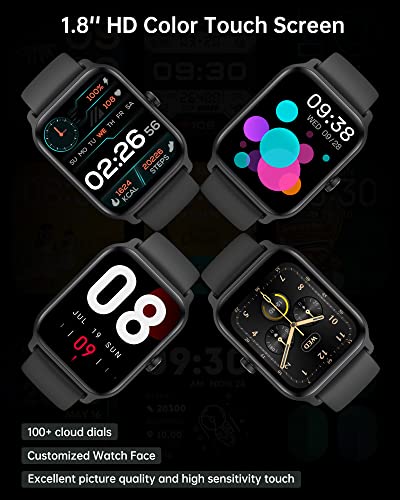 Smart Watch for Men Women (Answer/Make Call), 1.8" Touch Screen Activity Trackers for Android iPhone Compatible with Alexa Built in, Fitness Heart Rate Blood Oxygen Sleep Monitor, IP68 Waterproof