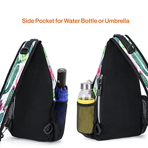 MOSISO Mini Sling Backpack,Small Hiking Daypack Pattern Travel Outdoor Sports Bag, Cactus