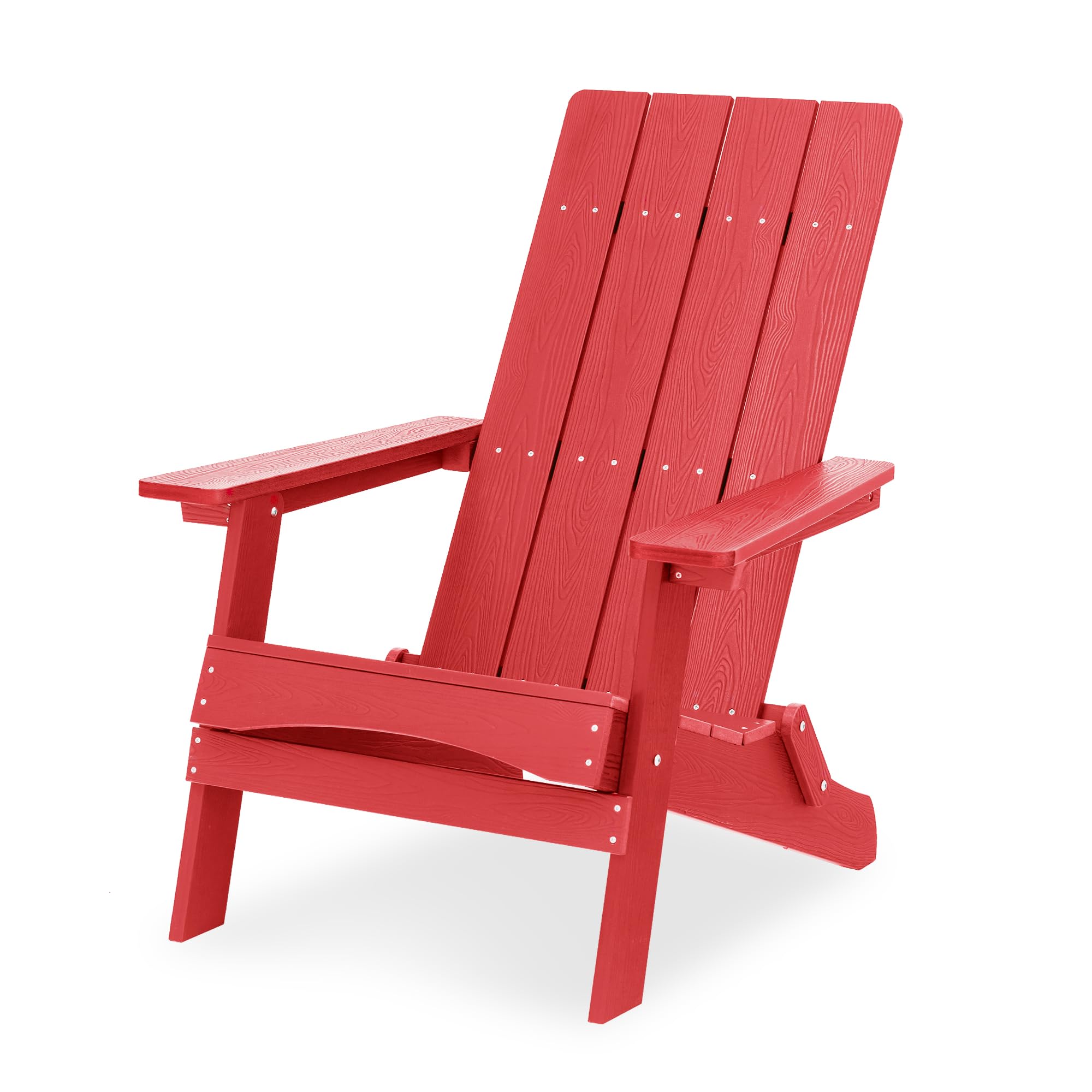 LUE BONA Folding Adirondack Chairs Set of 4, HDPS Poly Modern Adirondack Chair, Weather Resistant Plastic Adirondack Fire Pit Chairs for Patio, Porch, Deck, Pool, Garden, Backyard, Black