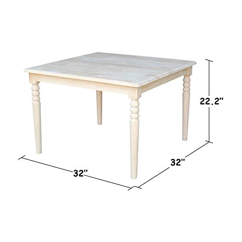 IC International Concepts Unfinished Square Juvenile Table, Solid Wood Craftsmanship, Perfect for Kids' Activities and Learning, Easy to Assemble, Ideal for Playrooms and Classrooms