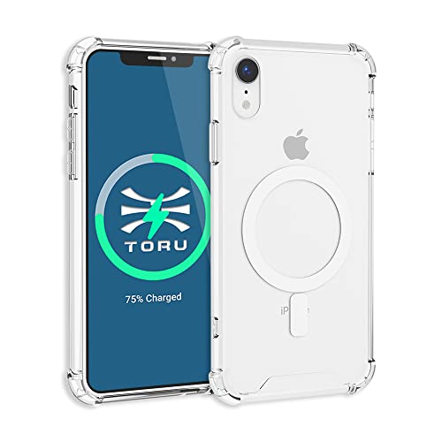 TORU MX Slim for iPhone Xr Magnetic Case, Compatible with Magsafe, Hybrid Transparent HD Clear Case with Crossbody Strap, Scratch Resistant, Air Bumper Shock-Absorbing Corners - Clear
