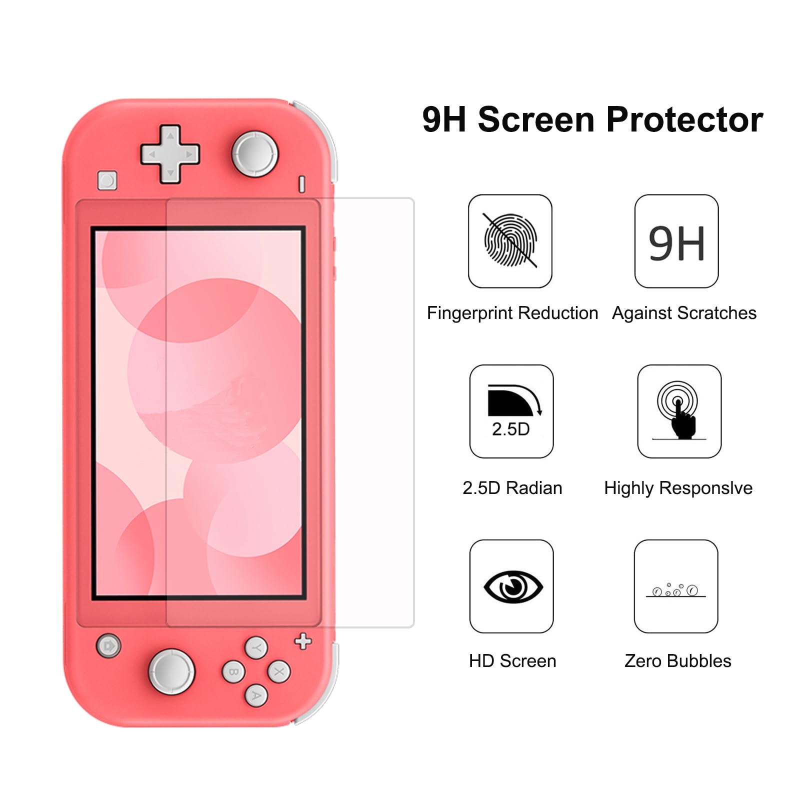 Tscope Cute Carrying Case for Nintendo Switch Lite, Pink Sakura Portable Hard Shell Girls Travel Storage Bag, with Glass Screen Protector & Thumb Grip Caps (Switch Lite Pink)