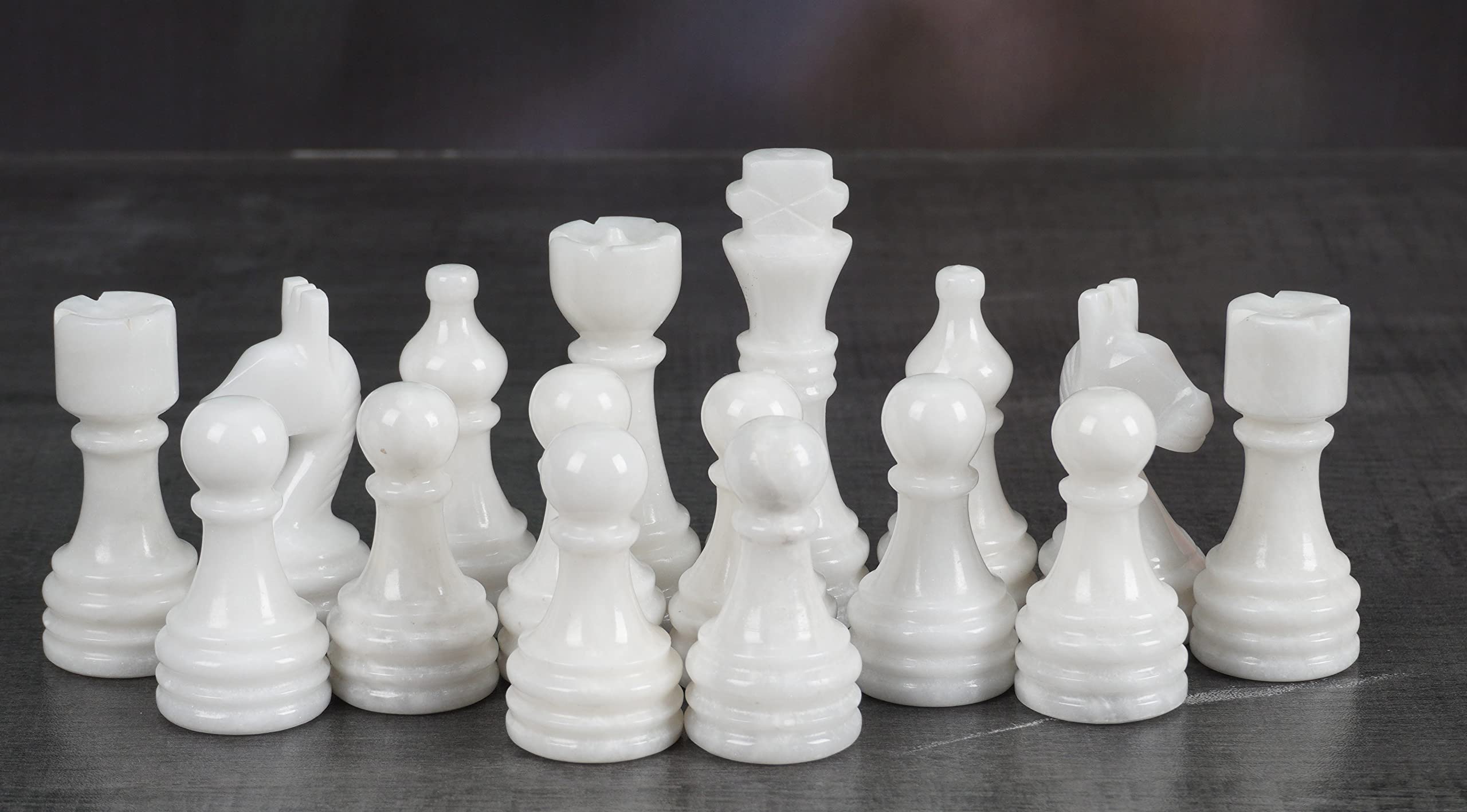 Radicaln Marble Chess Figures 3.5'' Inches White and Green Handmade Marble Chess Pieces for Chess Set Board Game - Chess Figures, Chess Board - Travel Set Chess Figure