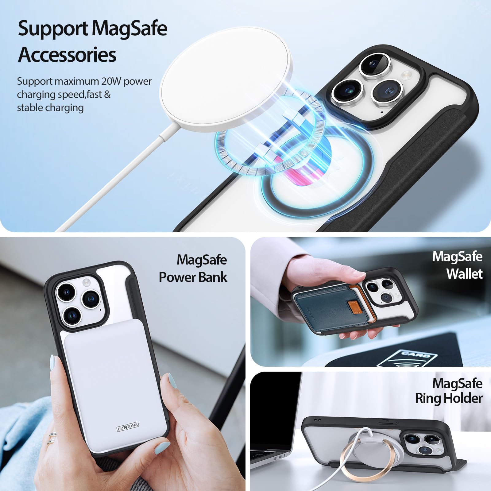 Case for iPhone 15 Pro Max Case Wallet Compatible with Magsafe, Shockproof Full Protective Flip Folio Wallet Case with RFID Blocking Card Slot PU Leather Cover for iPhone 15 Pro Max(6.7",Black)