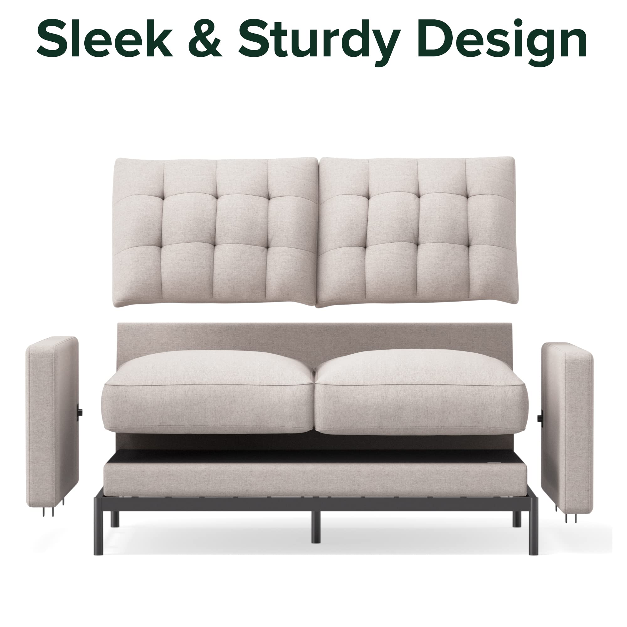 ZINUS Thompson Reversible Sectional Chaise, L-Shaped Sofa, Tufted Cushions, Green Tea Infused Foam Cushions, Easy Assembly, Light Grey