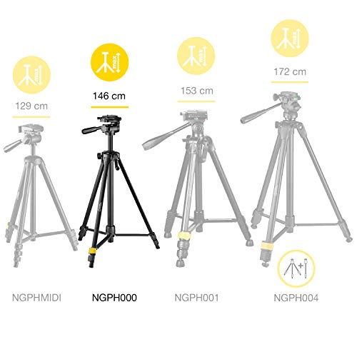 NATIONAL GEOGRAPHIC Photo Tripod Kit Medium, with Carrying Bag, 3-Way Head, Quick Release, 3-Section Legs Lever Locks, Geared Centre Column, Load up 1,5kg, Aluminium, for Canon, Nikon, Sony, NGHP000