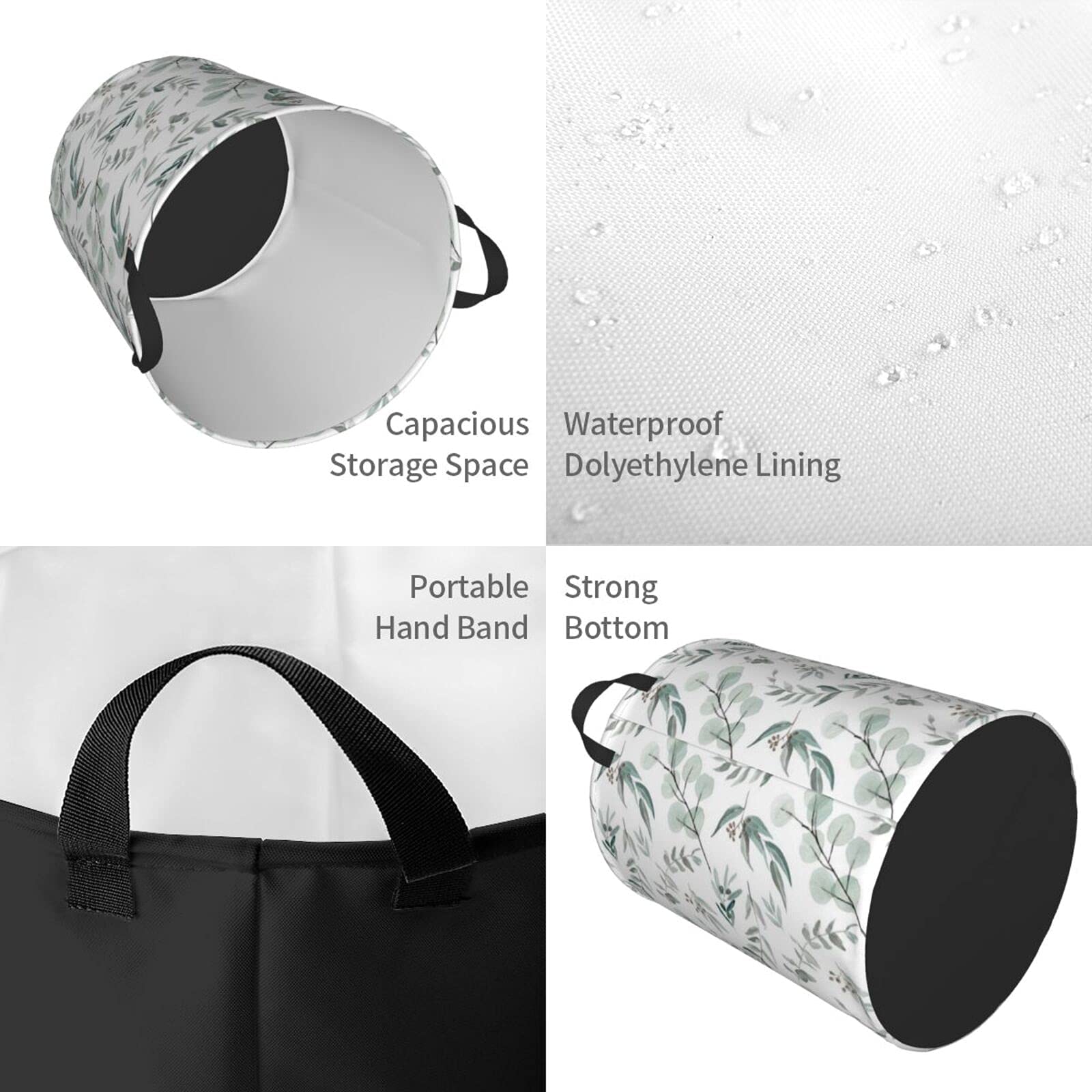 Laundry Basket Eucalyptus Collapsible Laundry Hamper Lightweight Storage Bin for Bedroom Bathroom Toys Organizer Nursery Medium