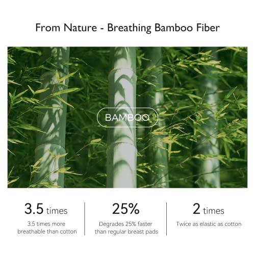 Momcozy Bamboo Fiber Disposable Nursing Pads, 100% Natural Materials and 100% Biodegradable, Skin Contacts Only Most Natural Materials, for Sensitive Skin, Individually Packaged(80 Count)