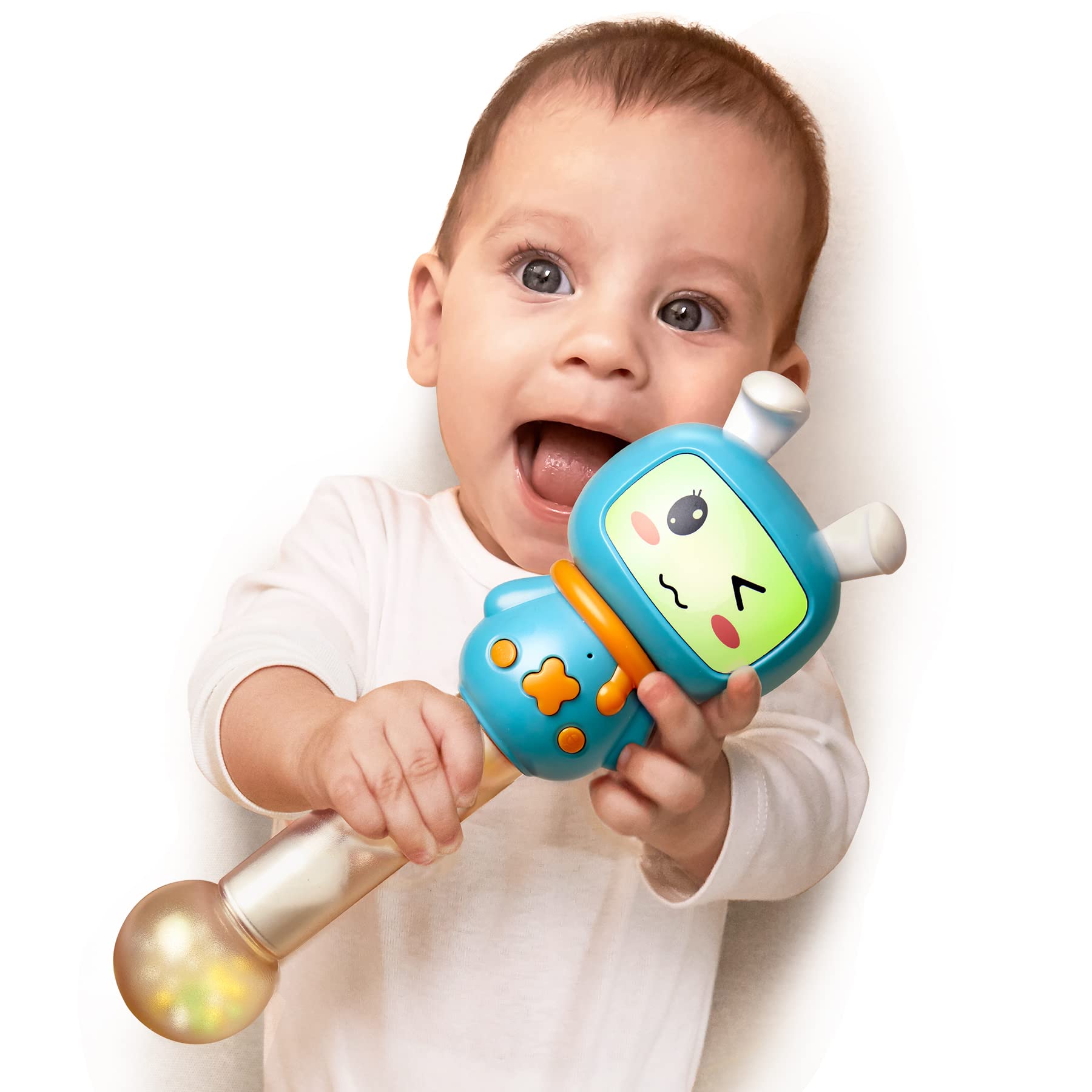 TUMAMA Baby Rattle Music Toy,Light and Sounds Toy for Toddler 6 7 8 9 10 11 12 Months,Hand Rattle Stick,Baby Educational Musical Instrument,Baby Sleep Soother Toy,Musical Baby Toys 6 Months Up(Blue)