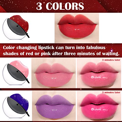 DAGEDA 3 Colors Lazy Lipstick, Pearl Lipstick Magic Color Changing Lipstick, Labiales Magicos Long Lasting Moisturizing Lipstick, Not Fade Lip Shape Lipstick for Lazy People(Color A)