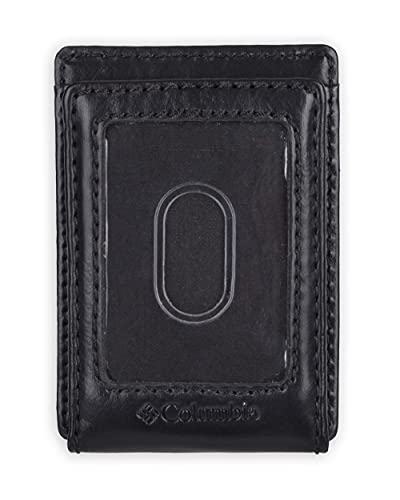Columbia Men's Leather Front Pocket Wallet Card Holder for Travel