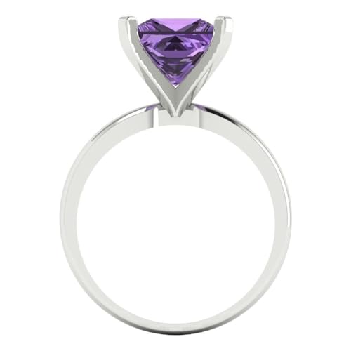 Clara Pucci 3.0 ct Princess Cut Solitaire Simulated Alexandrite Engagement Wedding Bridal Wedding Anniversary Ring 14k White Gold 6.5