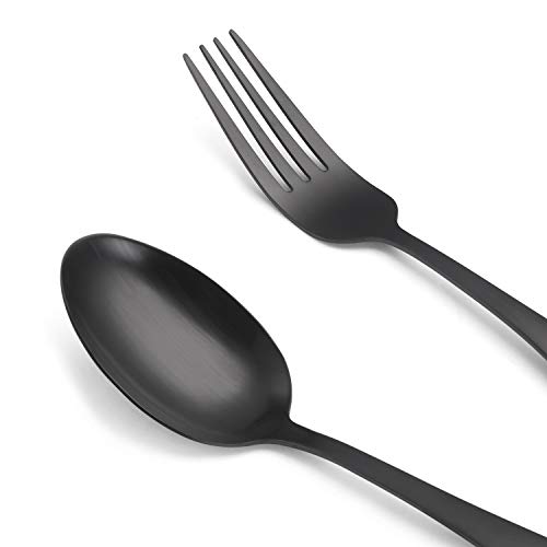 Matte Black Silverware Set, Satin Finish 20-Piece Stainless Steel Flatware set, Tableware Cutlery Set Service for 4, Utensils for Kitchens, Dishwasher Safe