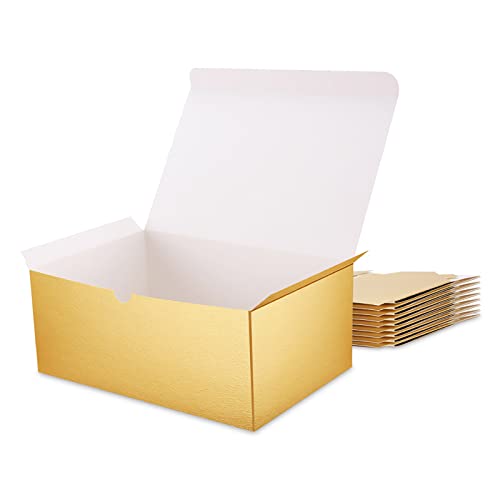 MALICPLUS 10 Gift Boxes 9.5x6.5x4 Inches Gift Boxes with Lids Boxes for Gifts Bridesmaid Proposal Boxes, Gold Gift Boxes Bulk for Light Weight Gifts, Crafting, Grass Texture Gold