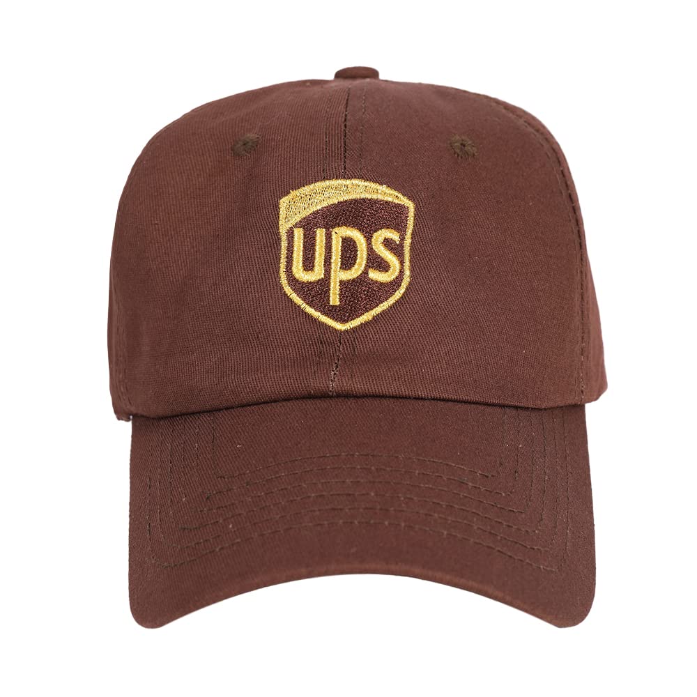Fashion Autumn Winter UPS United Parcel Service Embroidered Brown Hat Adjustable Cashmere Cotton Hat (Brown)