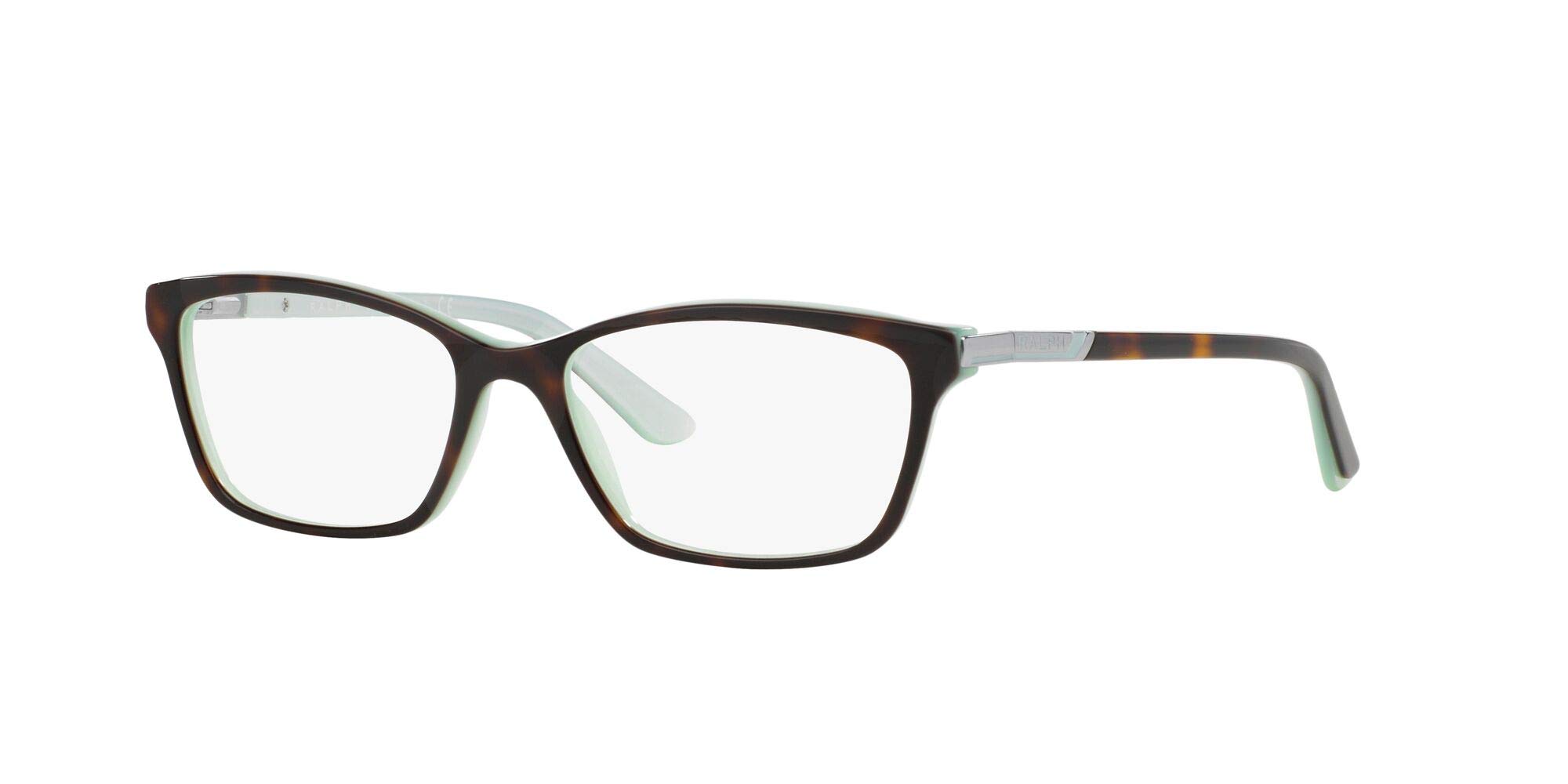 Ralph by Ralph Lauren Women's RA7044 Cat Eye Prescription Eyewear Frames, Shiny Havana On Aquamarine/Demo Lens, 52 mm