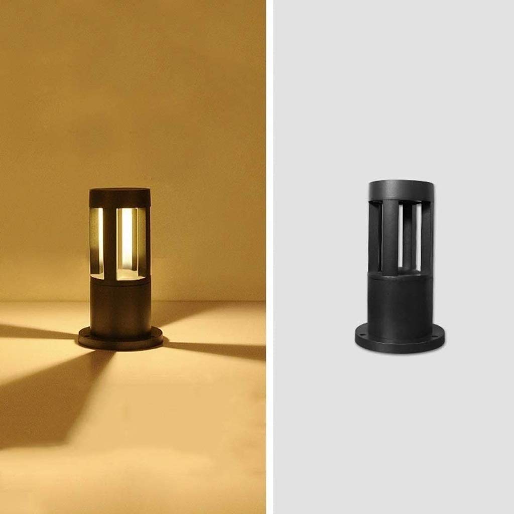 SPNEC Column Head Lamp, Lawn Lamp Outdoor Waterproof Garden Lamp Home Outdoor, Black, Aluminum