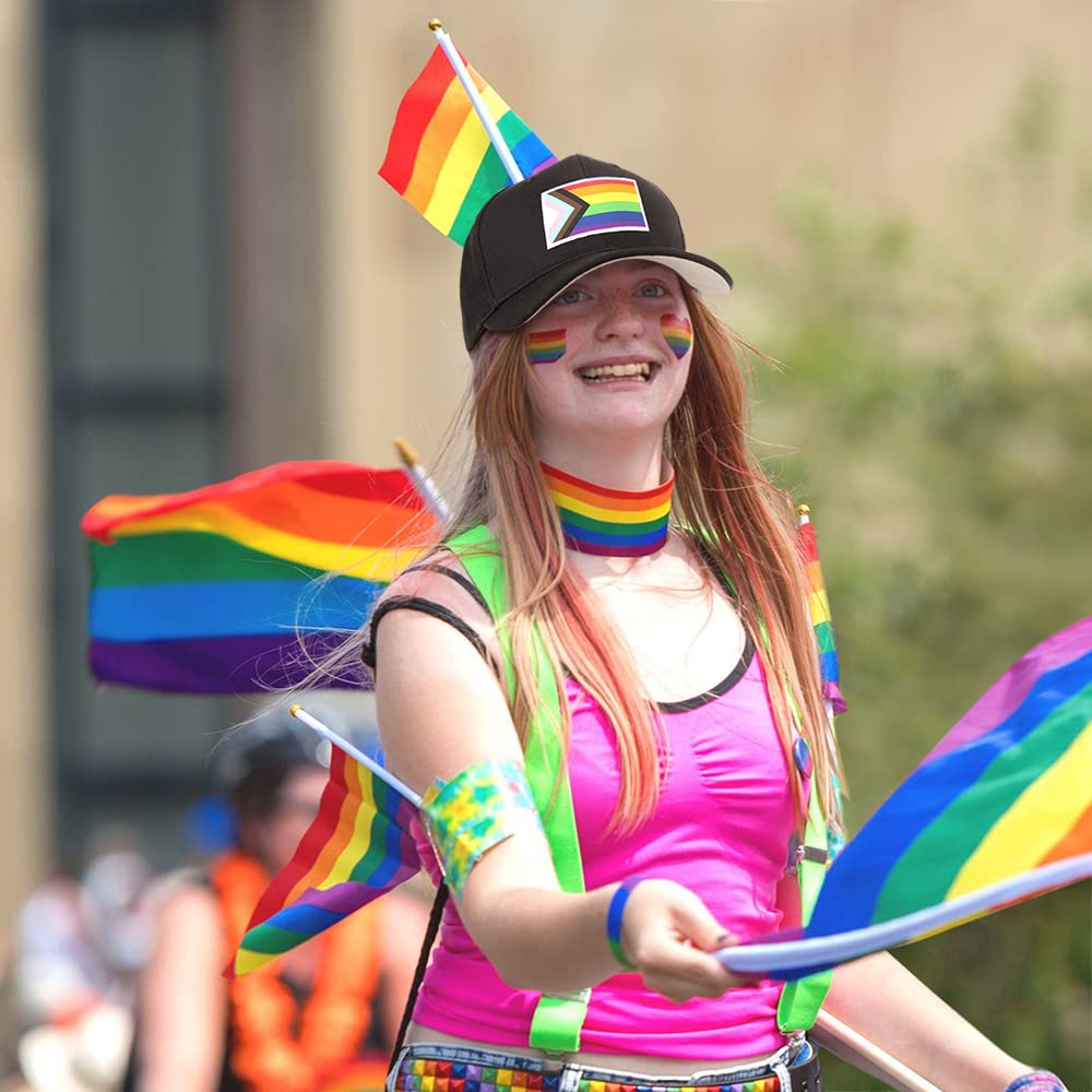 Dantacy Pride Rainbow Embroidered Hat for Men Women,Pride Lesbian Gay Bisexual Transgender LGBT Black Baseball Cap One Size