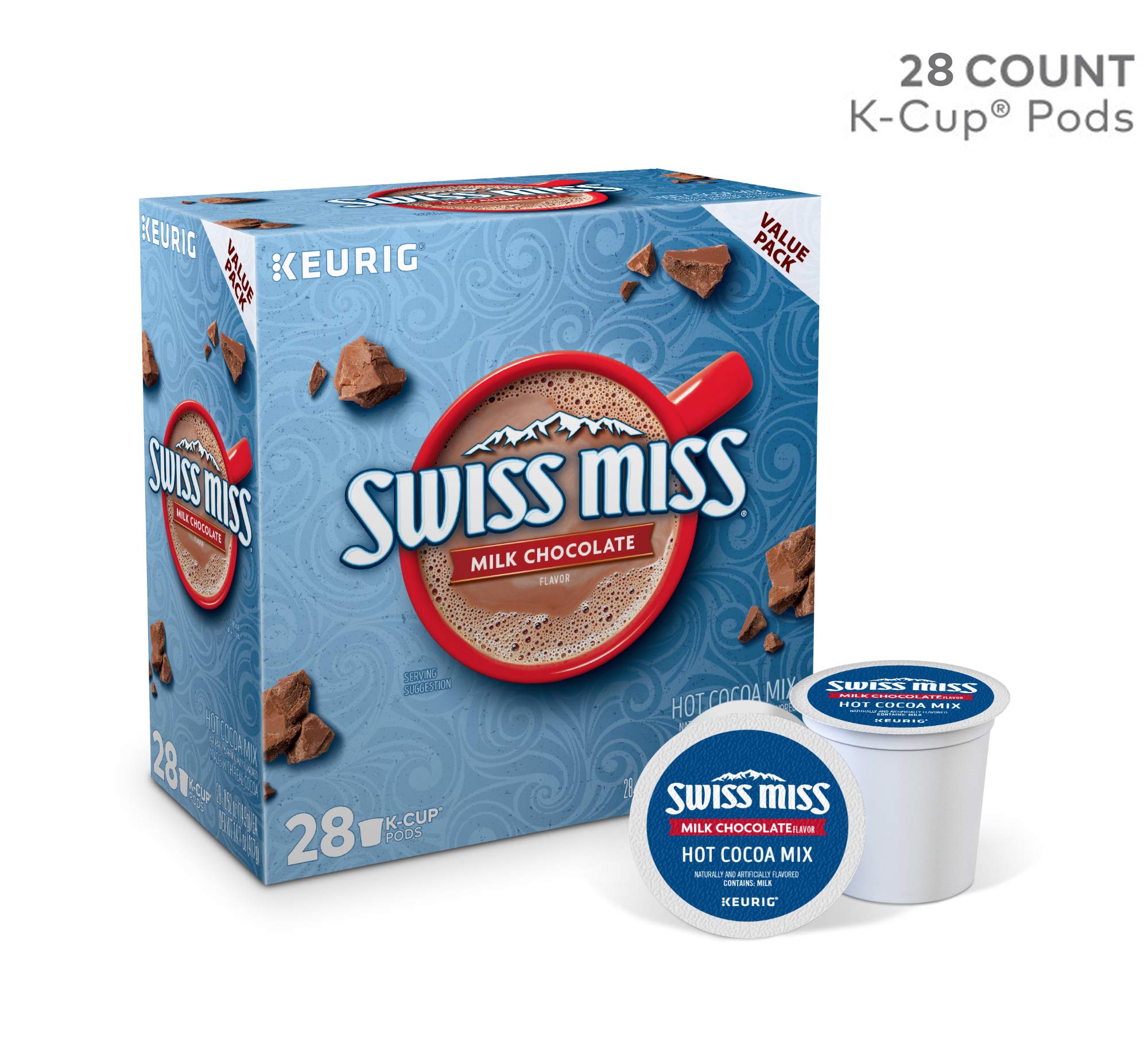 Swiss Miss Milk Chocolate Hot Cocoa, Keurig Single-Serve Hot Chocolate K-Cup Pods, 28 Count