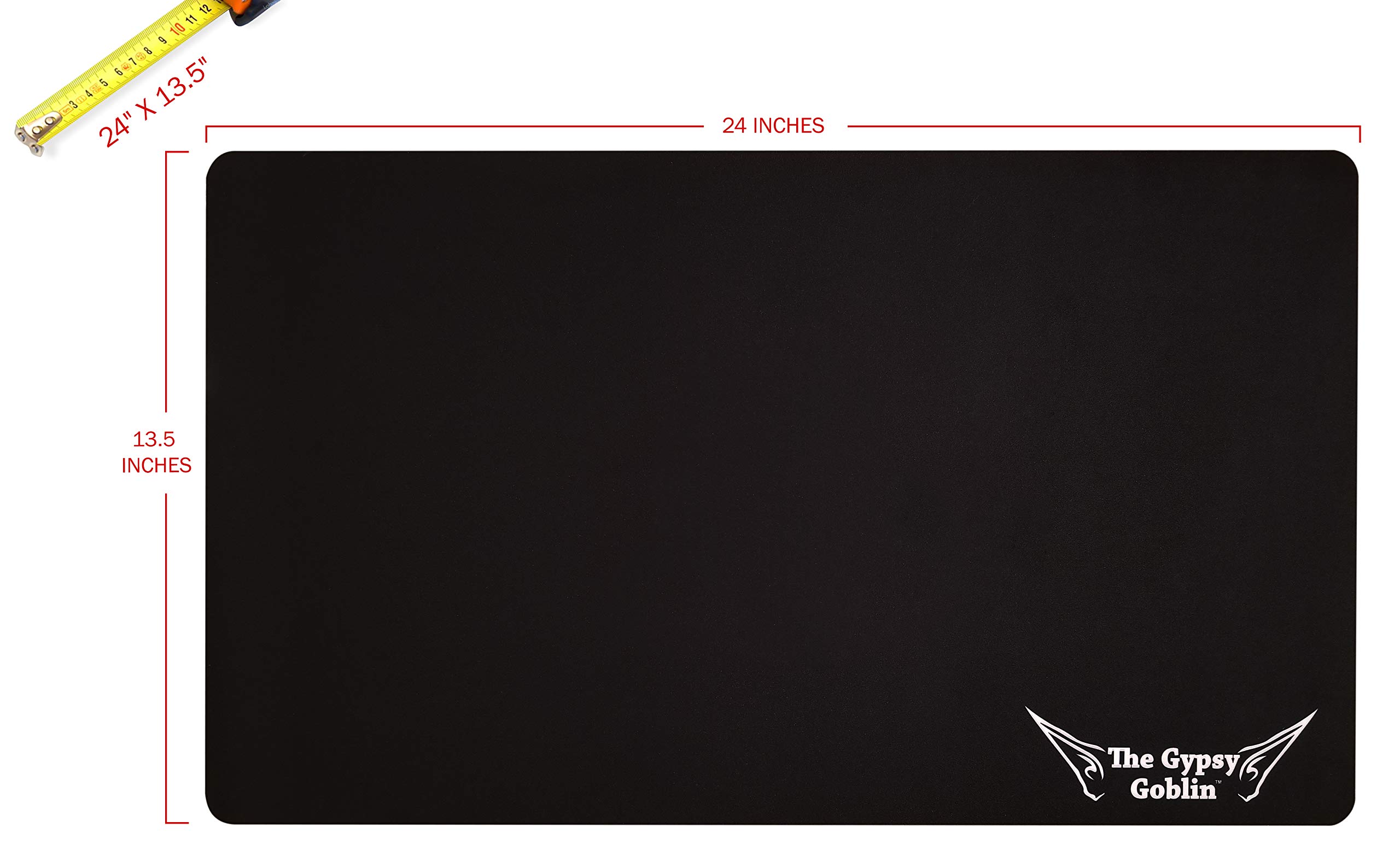 The Gypsy Goblin Black MTG Playmat for Card Games - 24”x13.5, Smooth Card Mat Protects Your Cards & Table