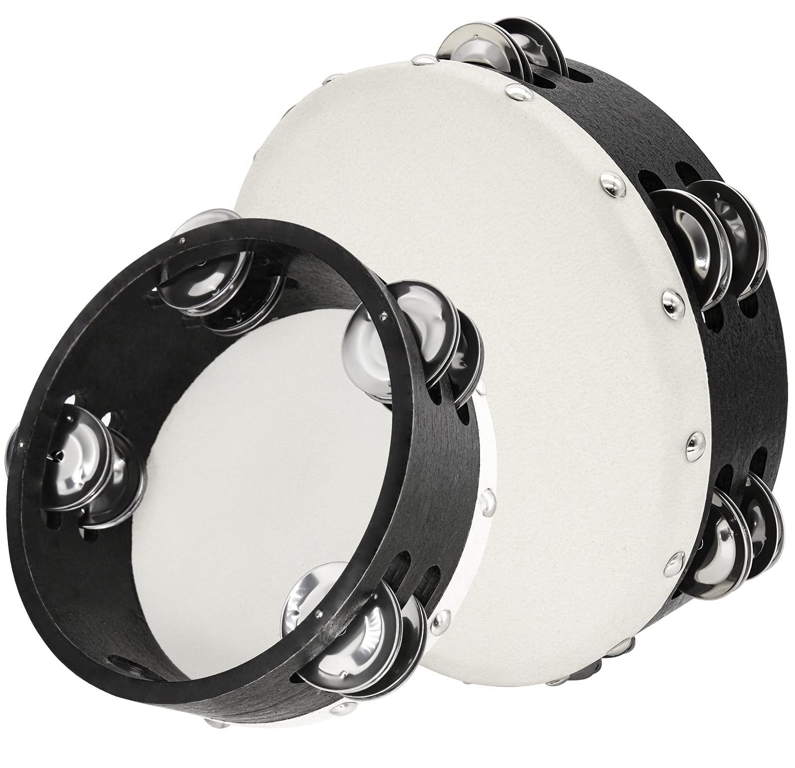 Tambourine for adults and kids (6 Inch and 8 Inch) Wood Handheld Tambourine Metal Jingles,Percussion Gift Musical Educational Instrument for Church KTV Party