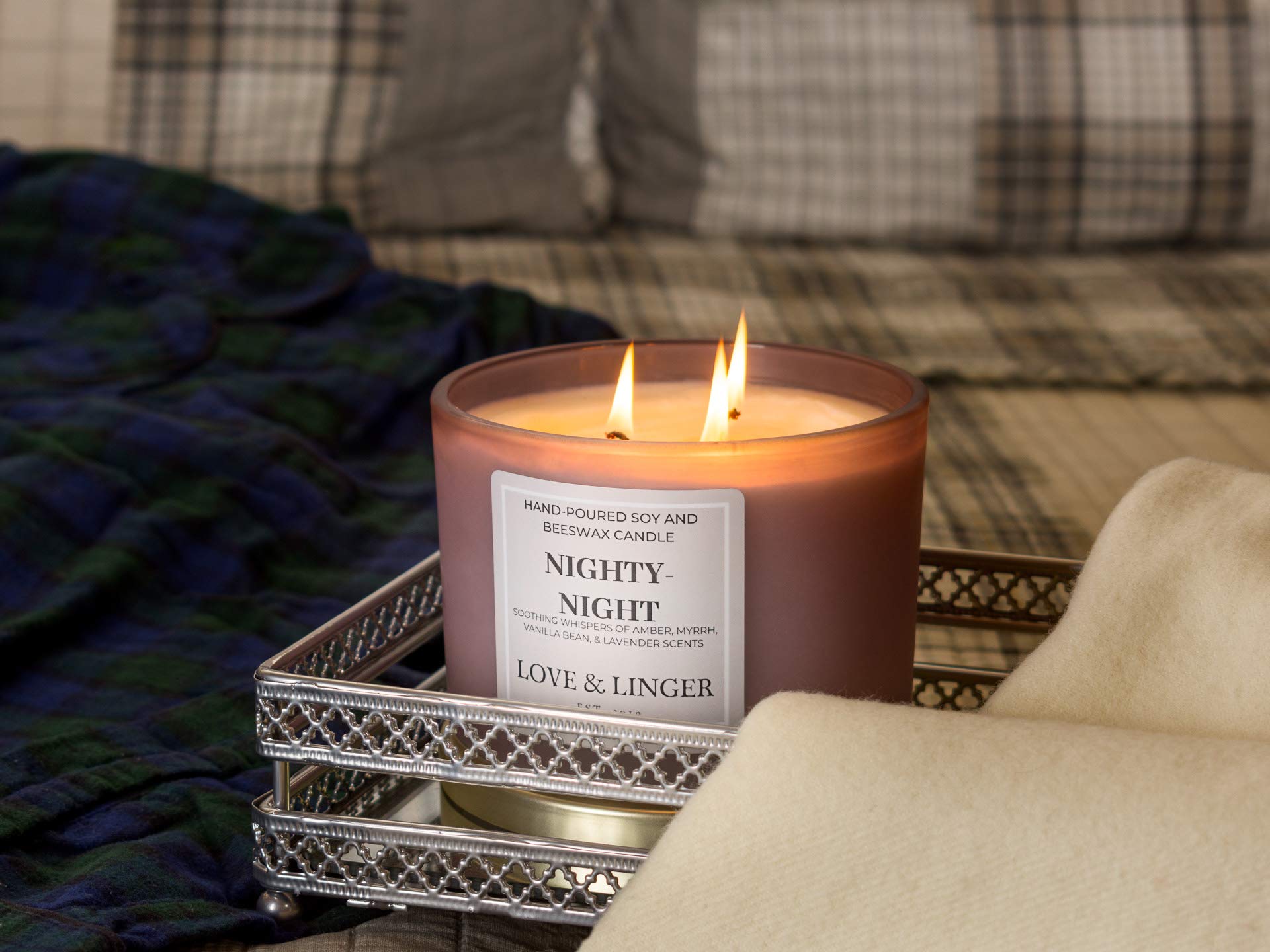 Lavender Candle | Sleep Candle | Aromatherapy Candle | Luxury Soy & Beeswax Candles for Home | 16 oz. Large Jar 3 Wick Candle | Calming Candles | Soothing Candle