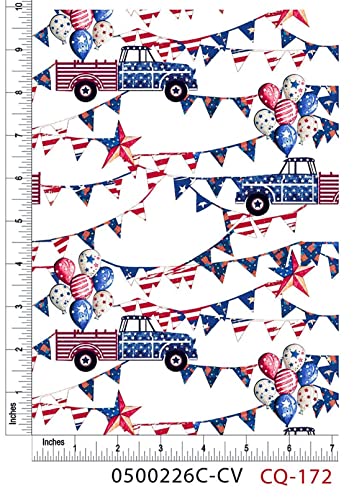 Texco Inc 100% Combed Quilting Prints Craft Cotton Apparel Home/DIY Fabric, Red White Blue Navy #172 1 Yard