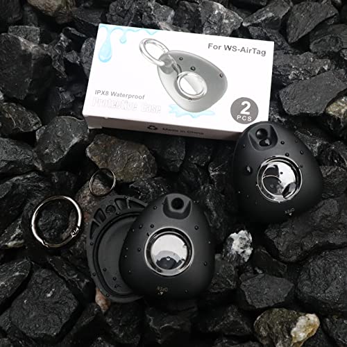 Waterproof Apple AirTag Keychain Case with Key Ring | IPX8,Ultra-Durable,Fully Enclosed | Air Tag Holder case for Luggage,Keys,Dog Collar(2 Pack)