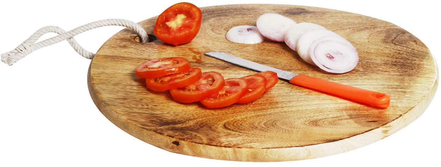 Father's Day Gifts Wooden Handmade Round Chopping Board Cutting Serving Board For Home Kitchen - 13 Inches Dia