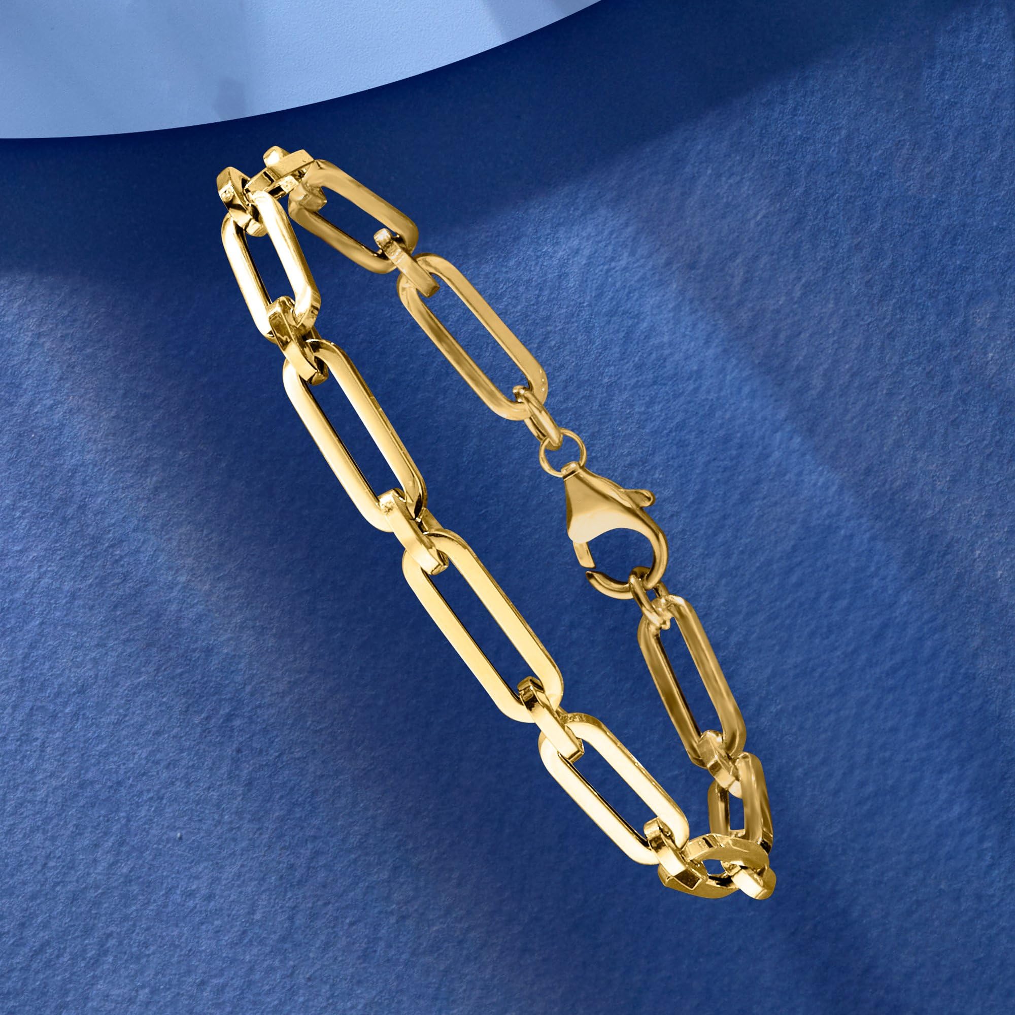 Ross-Simons Italian 14kt Yellow Gold Paper Clip Link Bracelet. 7 inches