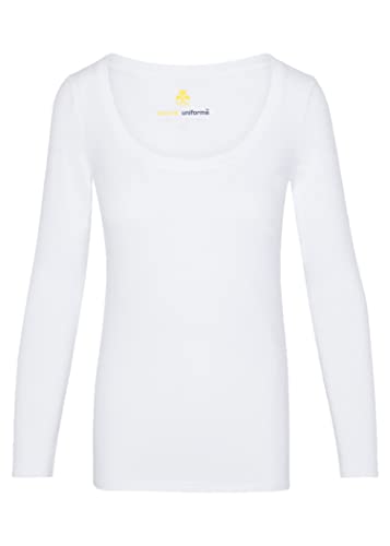 Natural Uniforms Women's Long Sleeve Extra Wide Scoop-Neck T-Shirt Under Scrub (White, Medium)
