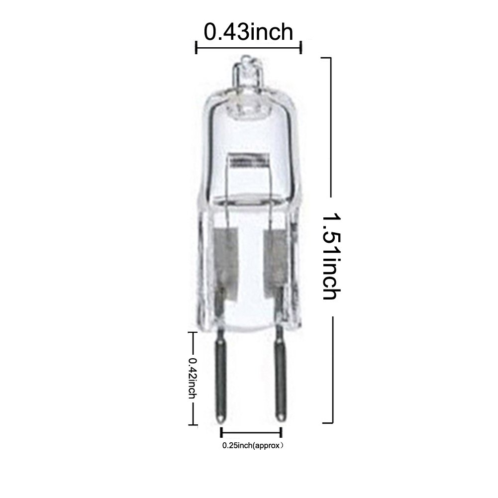 Deezio 12 Volt 50 Watts GY6.35 T4 Halogen Light Bulb with Glass 2-Pin, 300/900 Lumens, 3000K Bulb Color Temp, 4-Pack